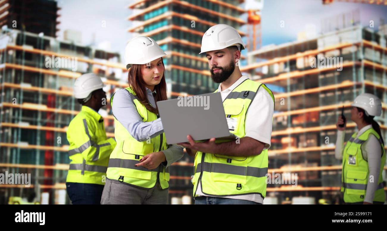 OSHA Inspection Worker At Construction Site. Building Safety Stock ...