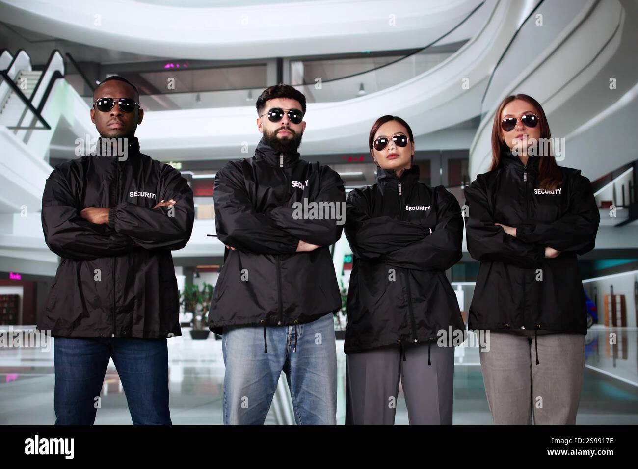 Retail Mall Security Guard Team Standing. Shop Or Store Protection ...
