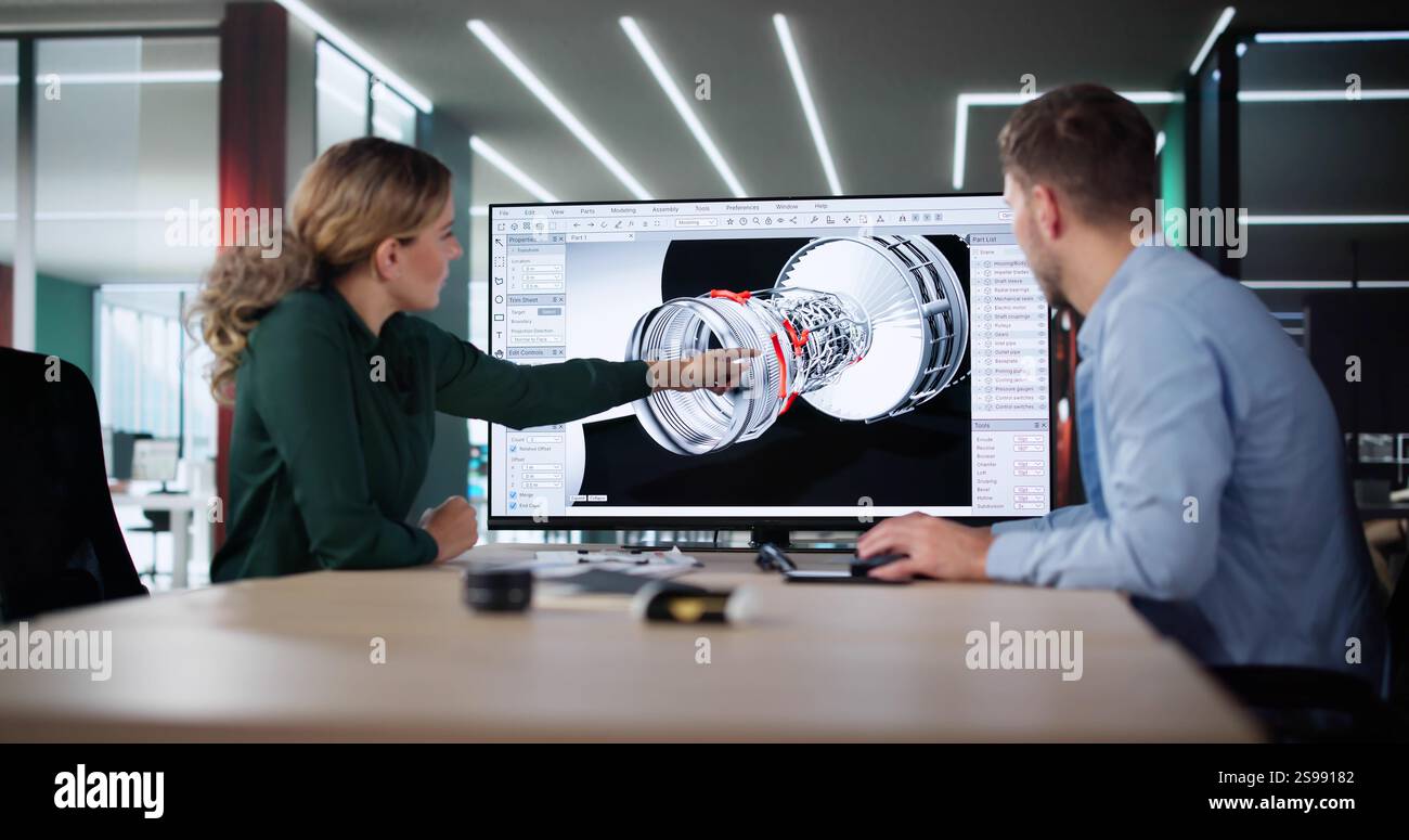 Engineer Doing 3D CAD Model Design On Computer At Office Stock Photo - Alamy