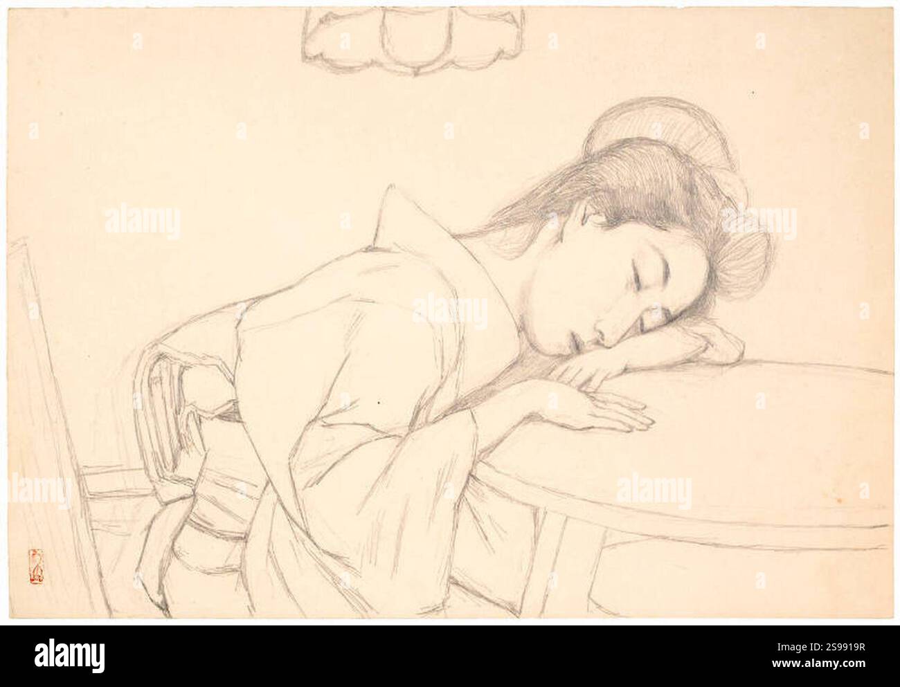 Woman Taking a Catnap, drawing by Hashiguchi Goyō Stock Photo - Alamy