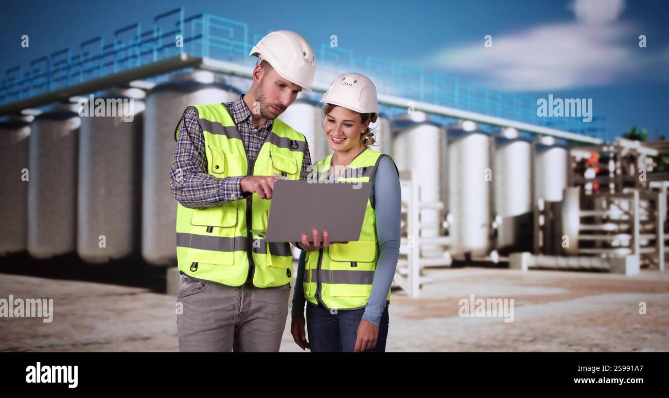 Silo Industrial Facility Managers At Work. Safety Inspector Stock Photo ...