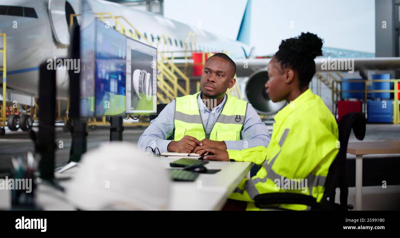 Aircraft Repair Technician Checking Aircraft Engine At Hangar Stock ...