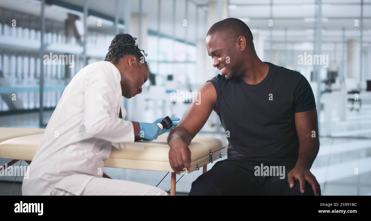 Dermatologist Woman Doctor Check Skin Acne Using Dermatoscope Stock ...