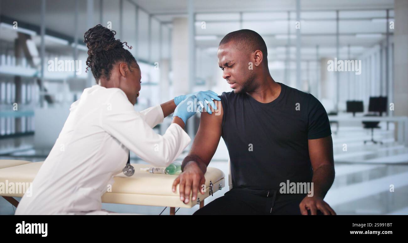 Vaccine healthcare black man hi-res stock photography and images - Alamy