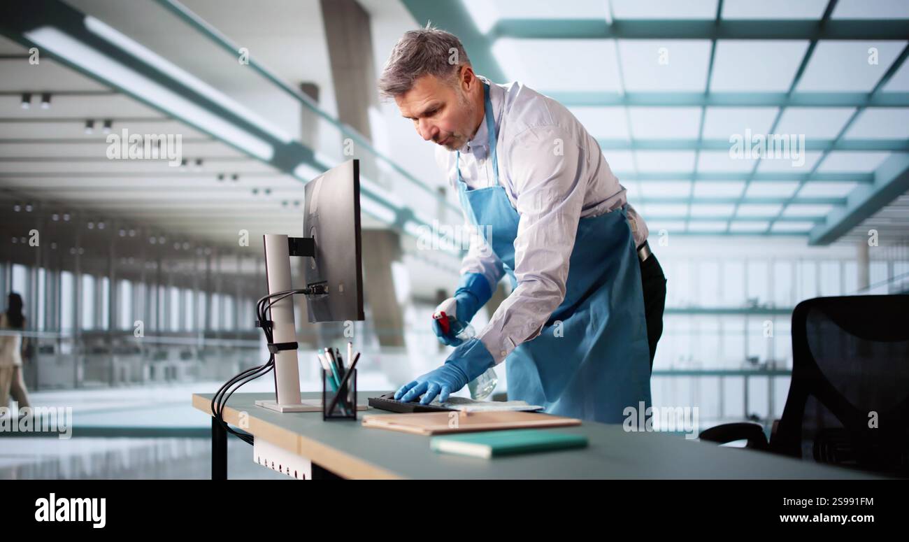 Professional Janitor Cleaning Office For Reputable Cleaning Company ...