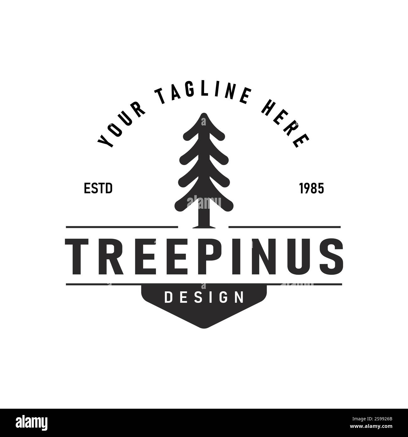 Pine tree silhouette similar to spruce. Wood forest logo design ...