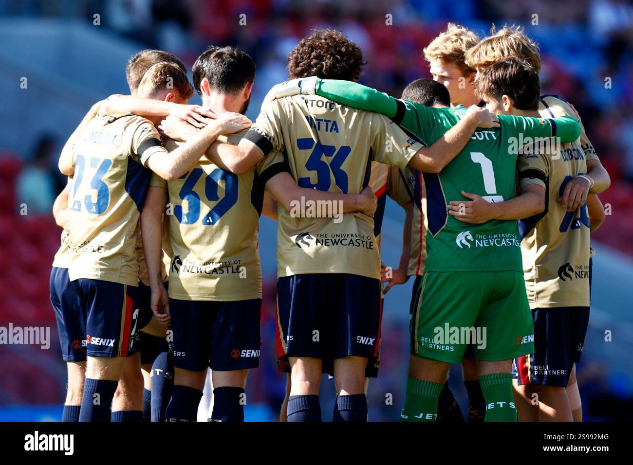 The Newcastle Jets Huddle prior to the A-League Men Round 16 match ...