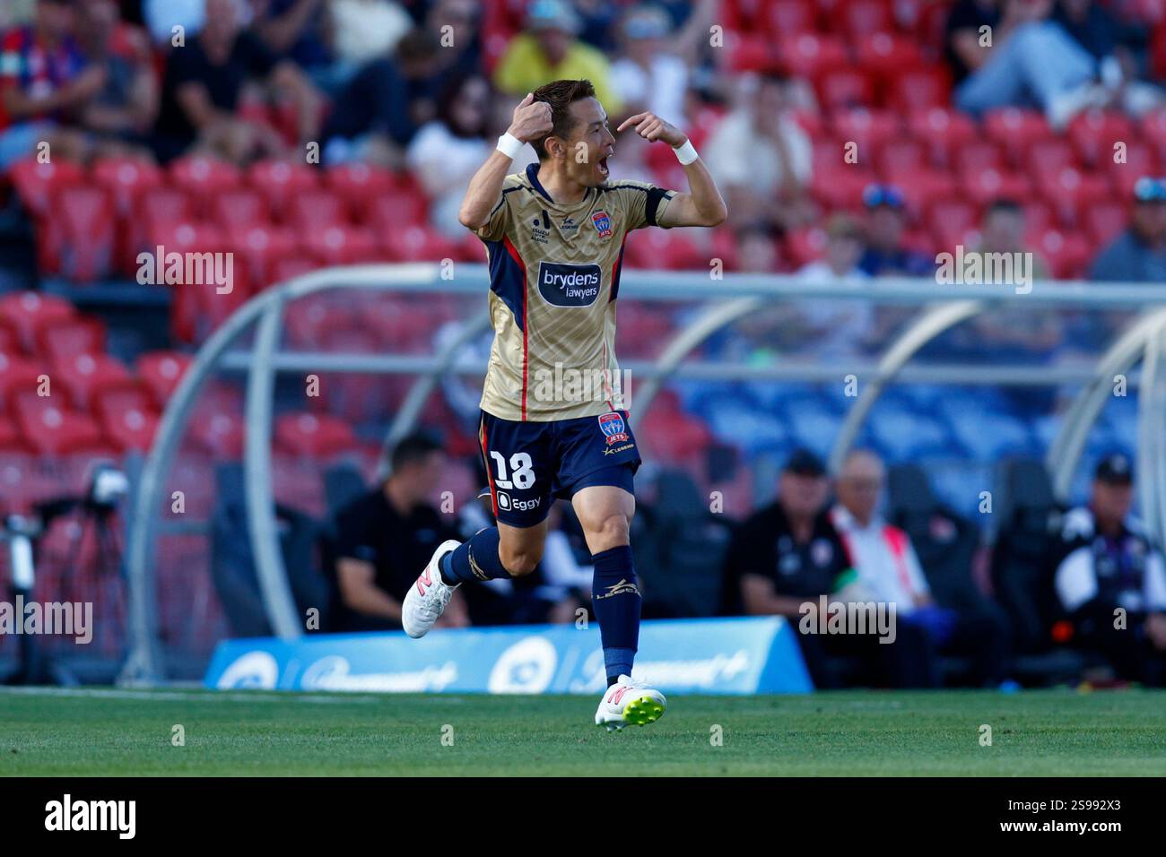 Kota Mizunuma of the Jets reacts during the A-League Men Round 16 match ...