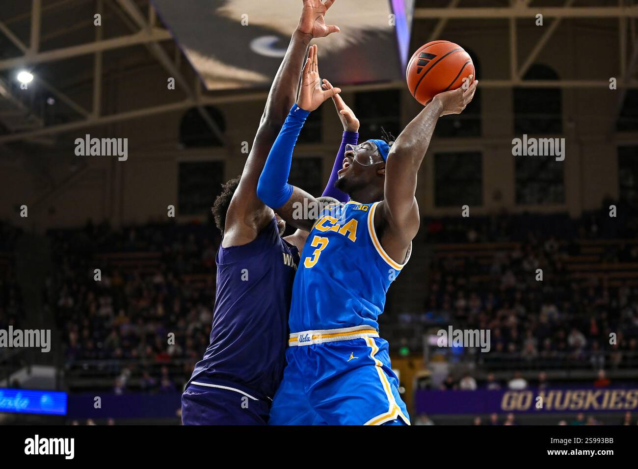 January 24, 2025: UCLA Bruins guard Eric Dailey Jr. (3) goes up to ...