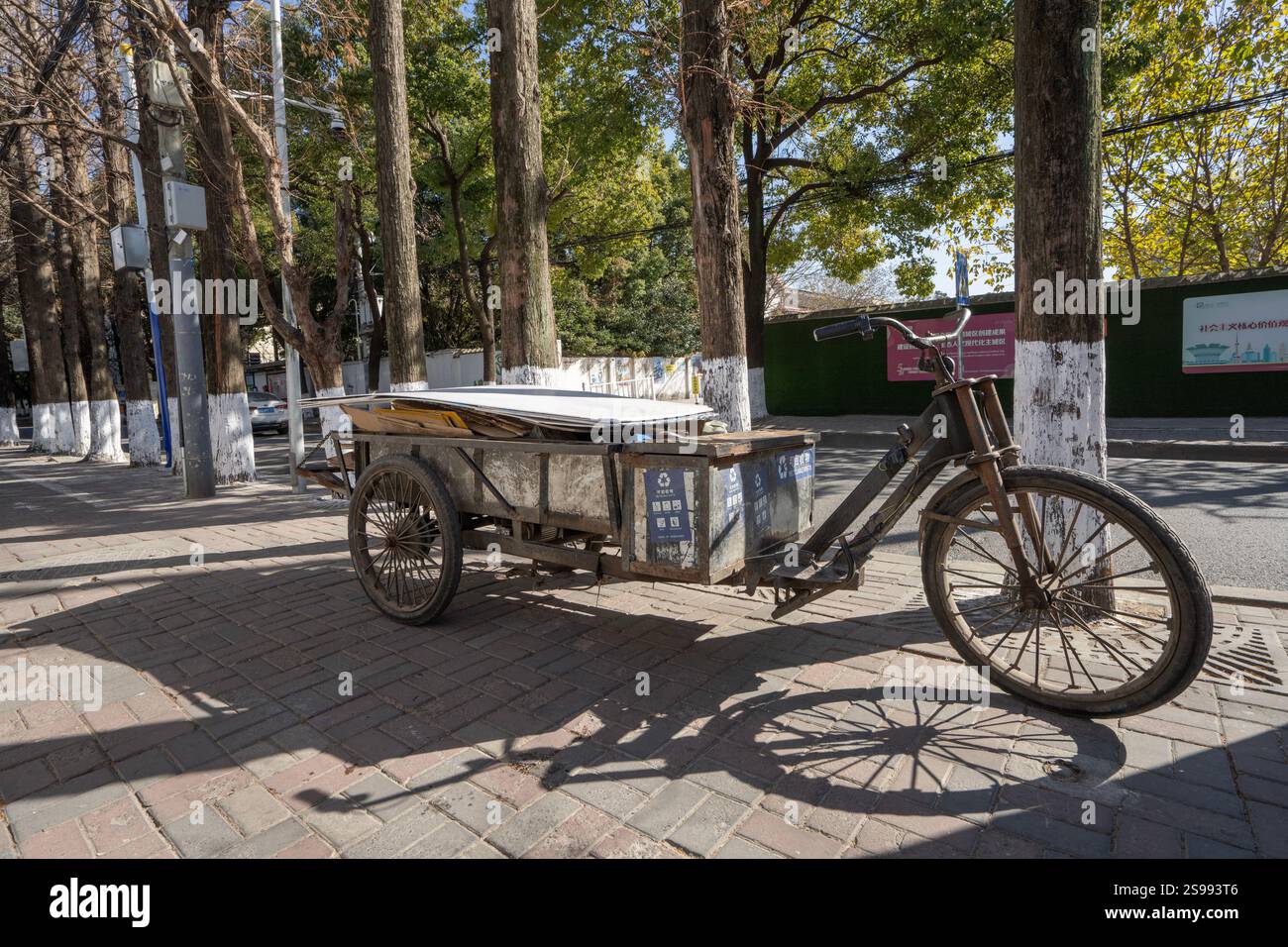 Shanghai, China. January 10, 2025. a small traditional tricycle for ...