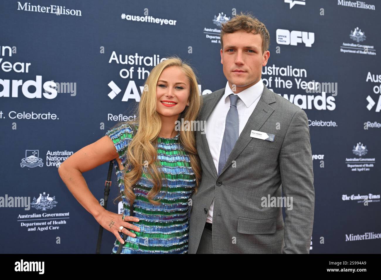 2021 Australian of the Year Grace Tame and Max Heerey pose for ...