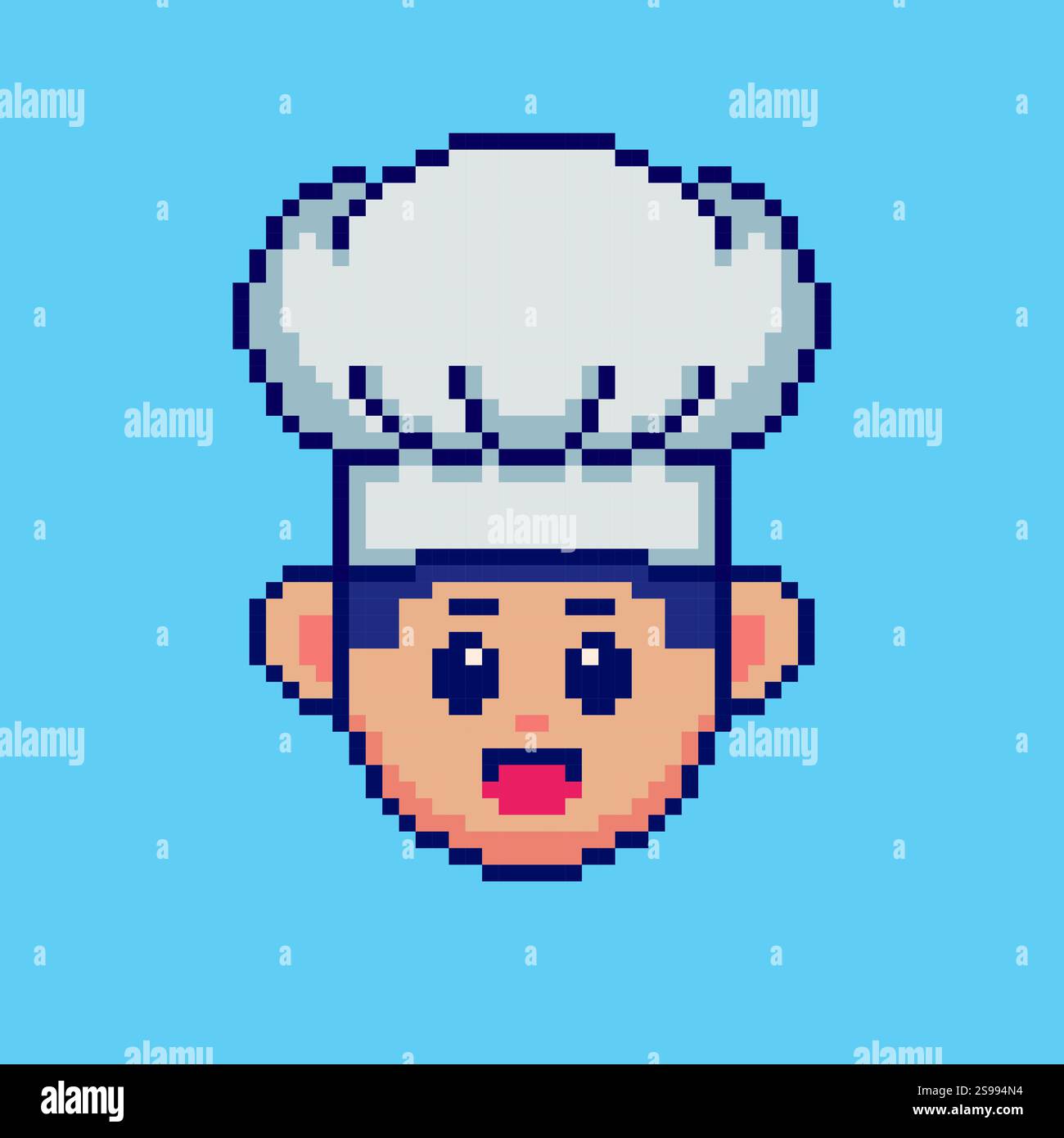 Pixel art Cute Head Chef Character game asset design Stock Vector Image ...