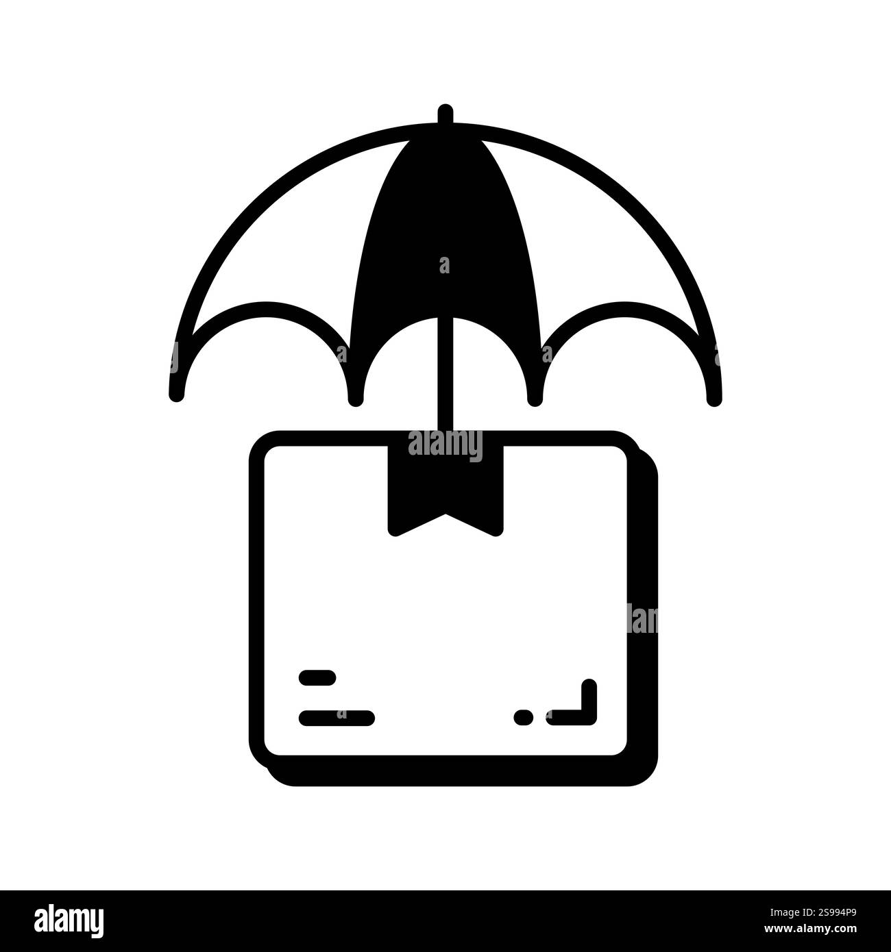 Package parcel under umbrella showing concept icon of package insurance ...