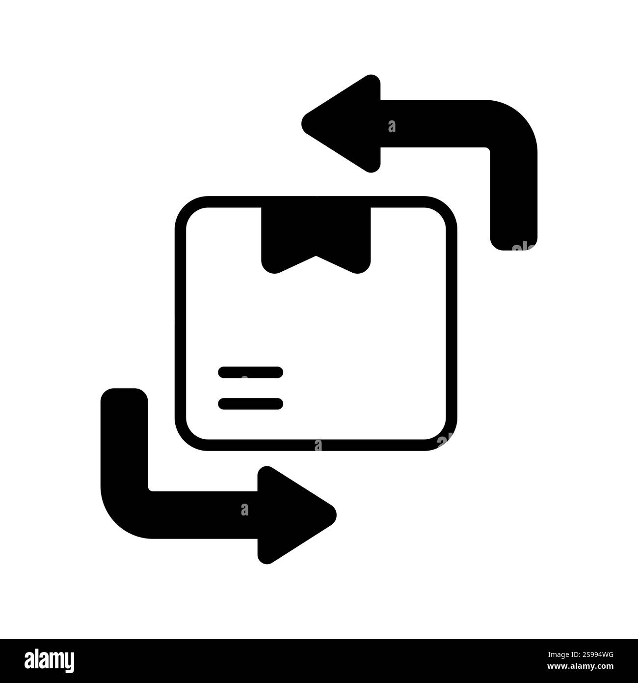 an icon with dispatched package and opposite direction arrows showing ...