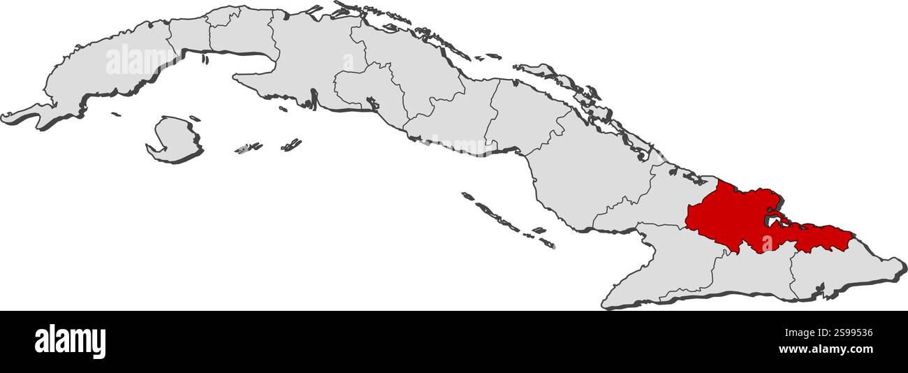Map of Cuba with the provinces, Holguín is highlighted Stock Vector ...