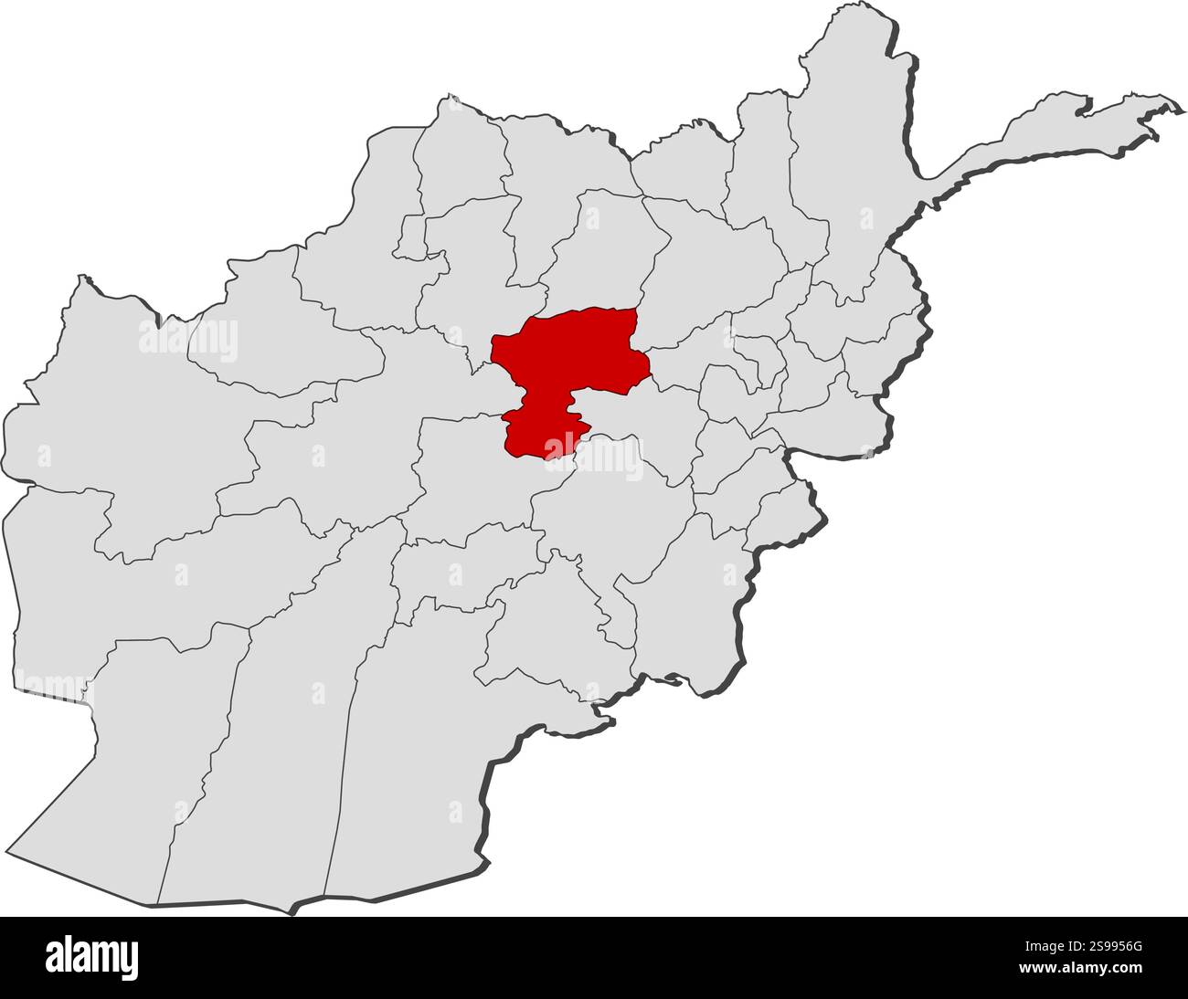 Map of Afghanistan with the provinces, Bamyan is highlighted Stock ...