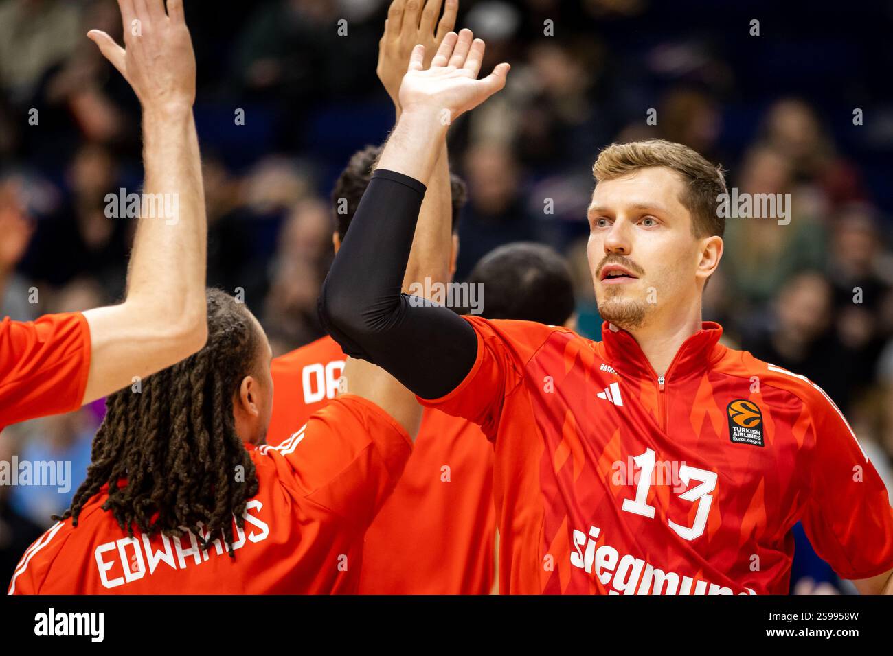 Berlin, Germany. 24th, January 2025. Andreas Obst (13) of FC Bayern ...