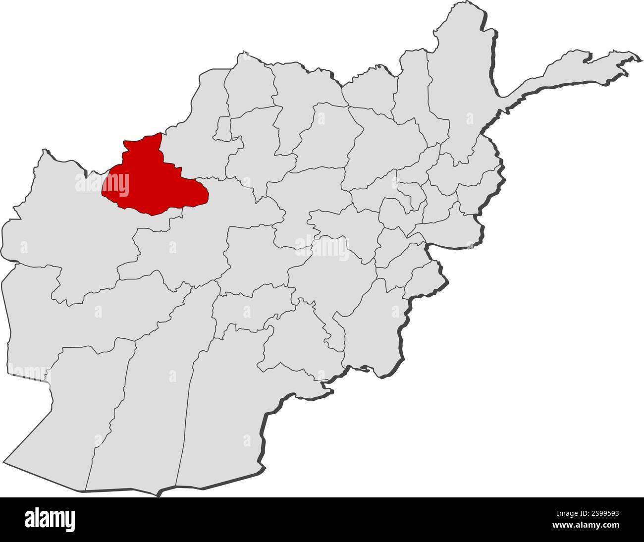 Map of Afghanistan with the provinces, Badghis is highlighted Stock ...
