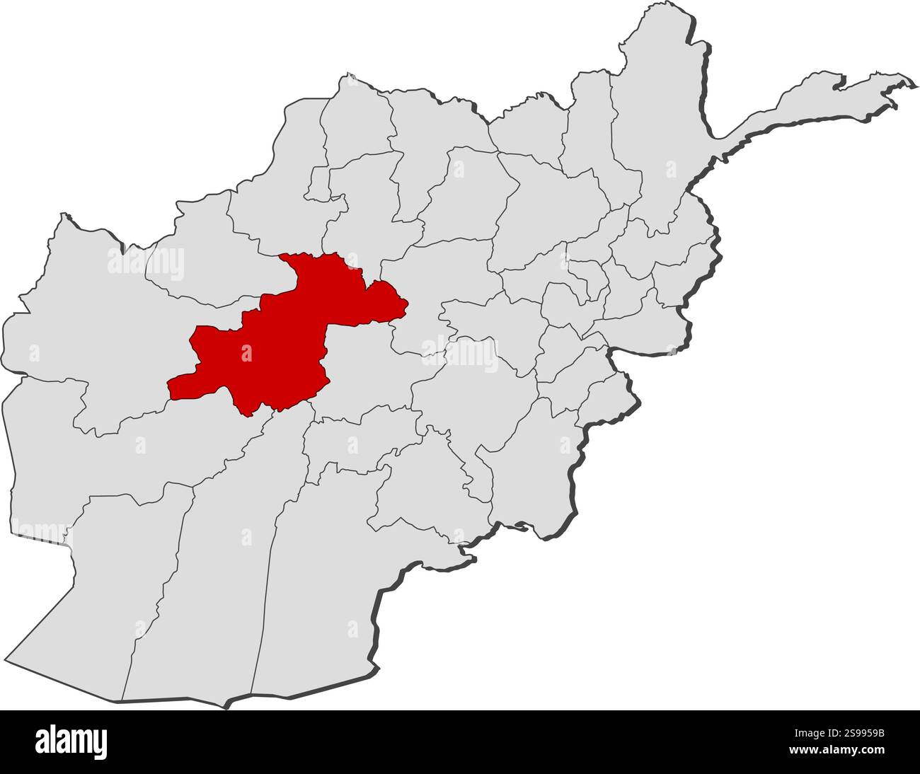 Map of Afghanistan with the provinces, Ghor is highlighted Stock Vector ...