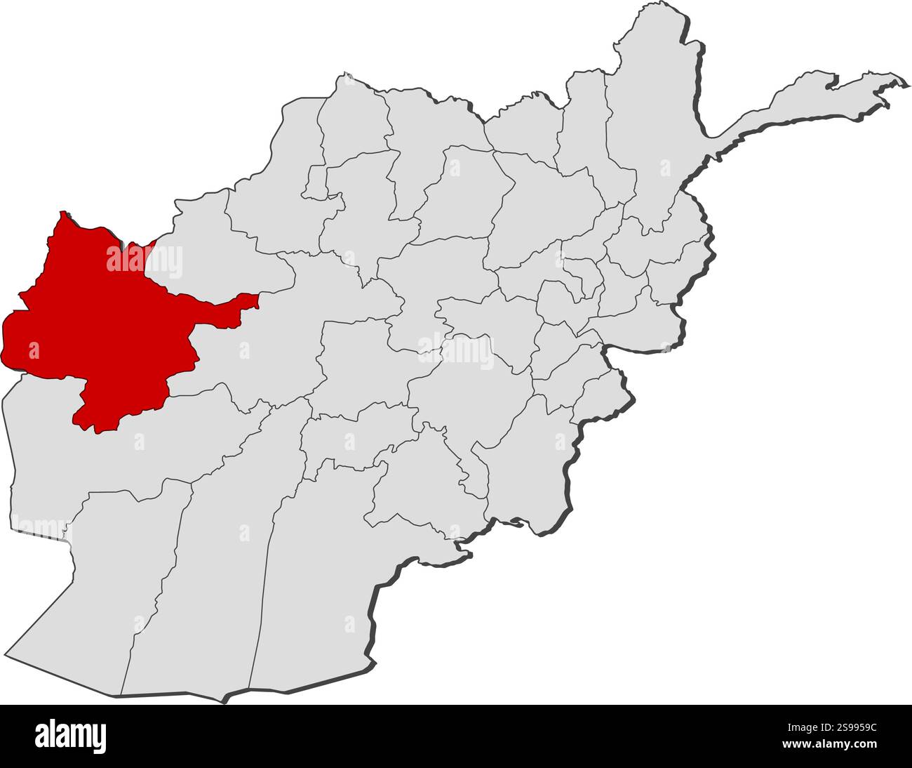 Map of Afghanistan with the provinces, Herat is highlighted Stock ...