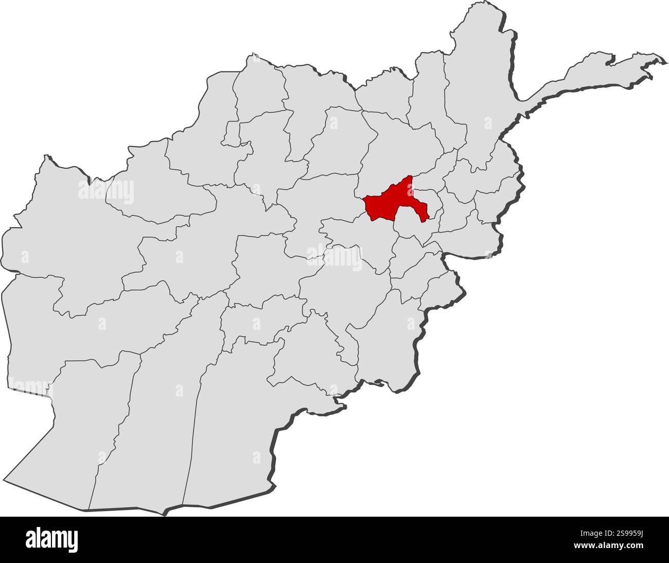 Map of Afghanistan with the provinces, Parwan is highlighted Stock ...