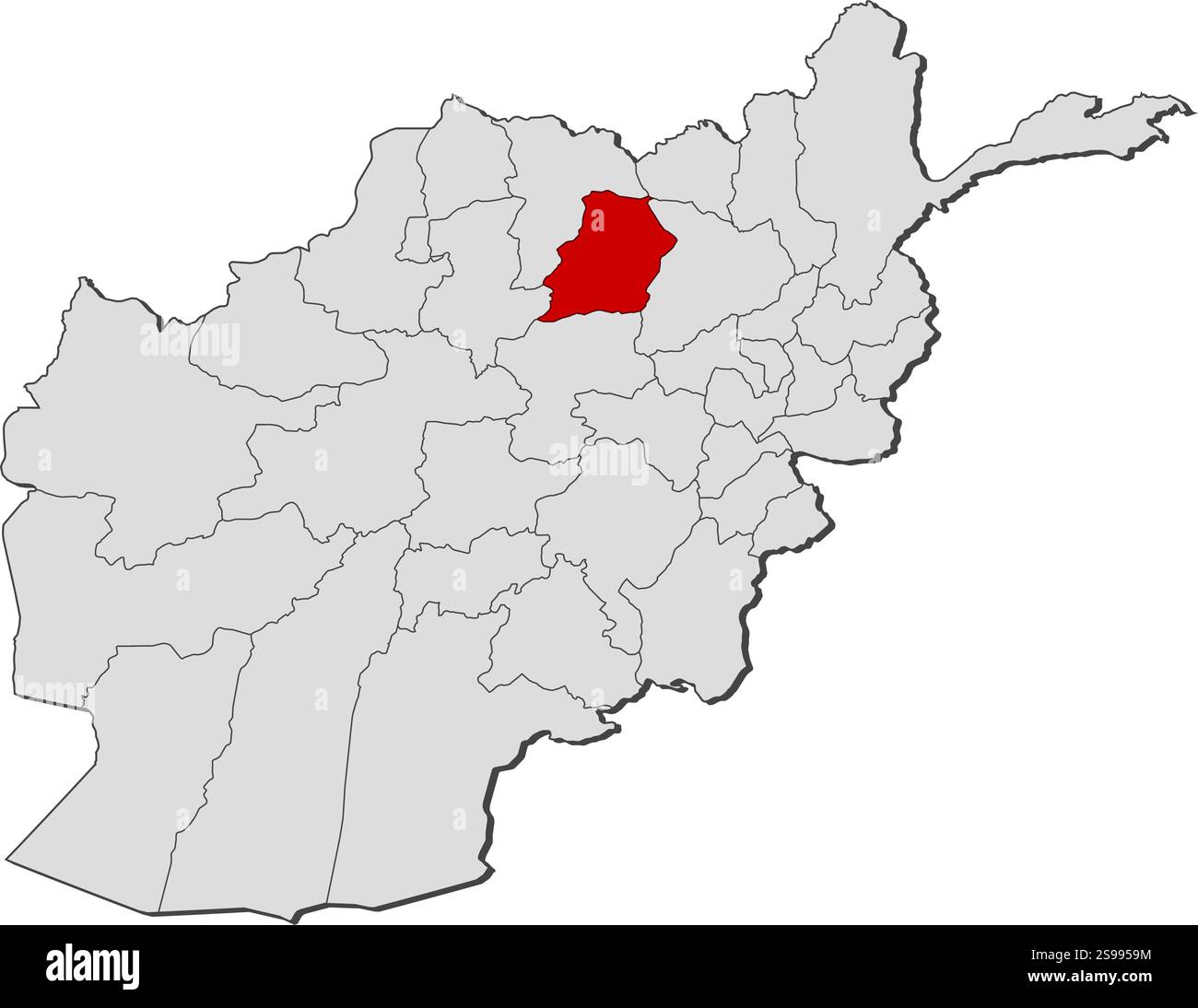 Map of Afghanistan with the provinces, Samangan is highlighted Stock ...
