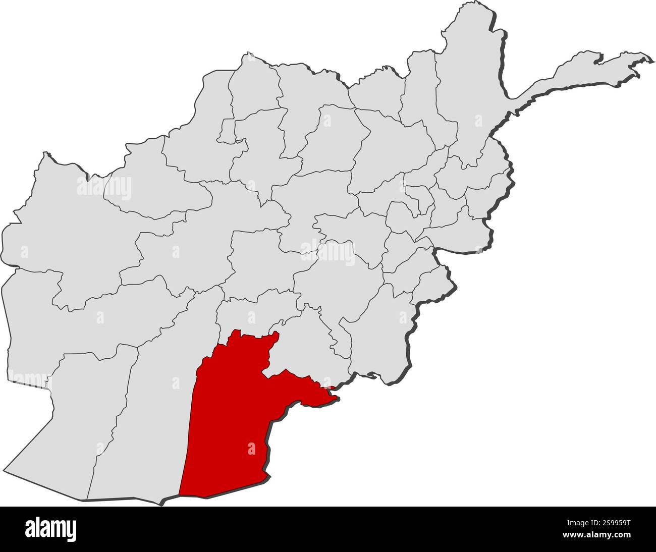 Map of Afghanistan with the provinces, Kandahar is highlighted Stock Vector Image & Art - Alamy
