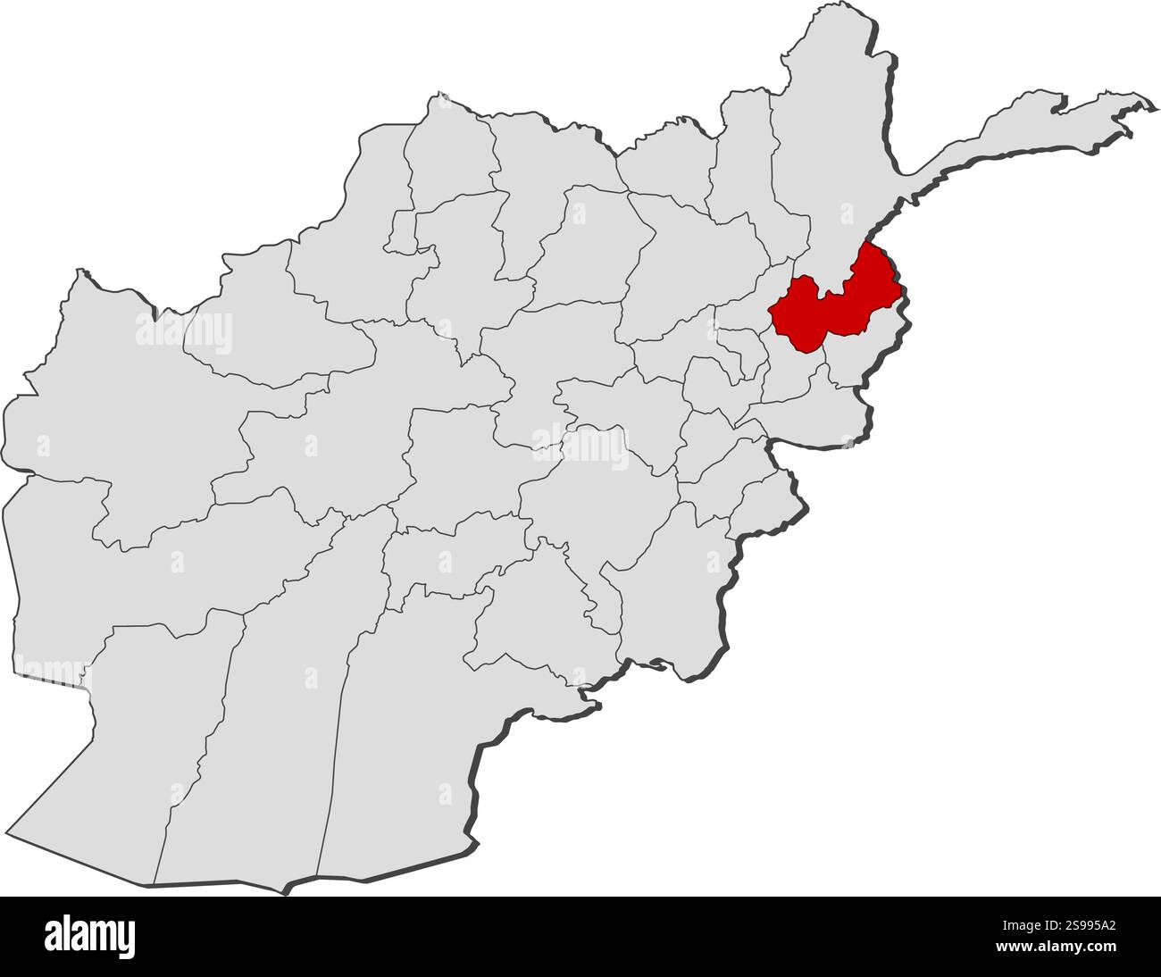 Map of Afghanistan with the provinces, Nuristan is highlighted Stock ...