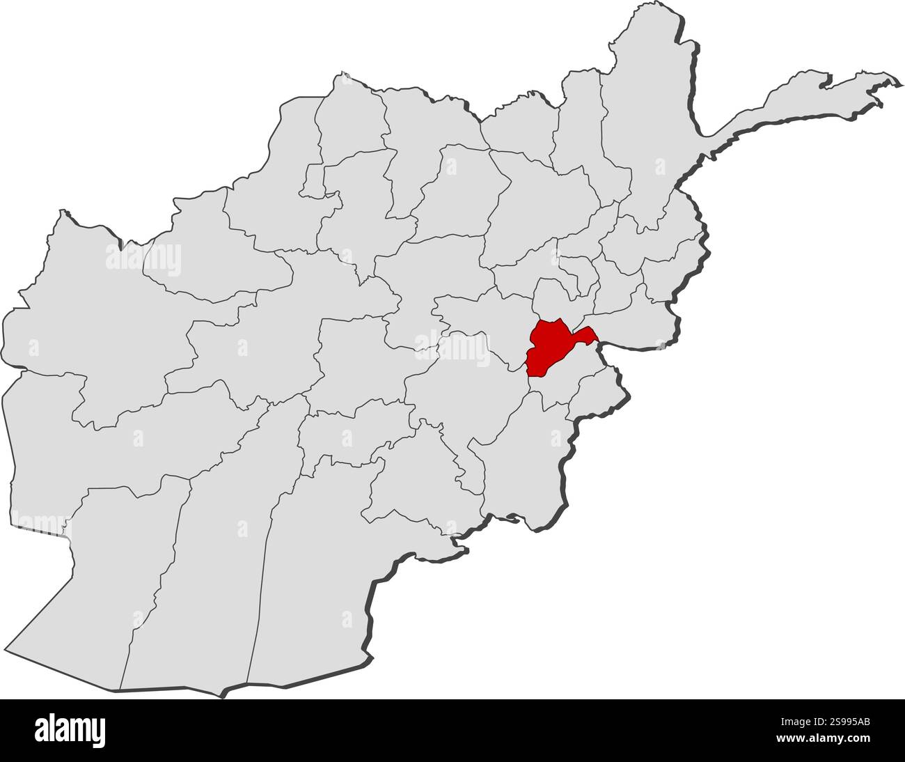 Map of Afghanistan with the provinces, Logar is highlighted Stock ...