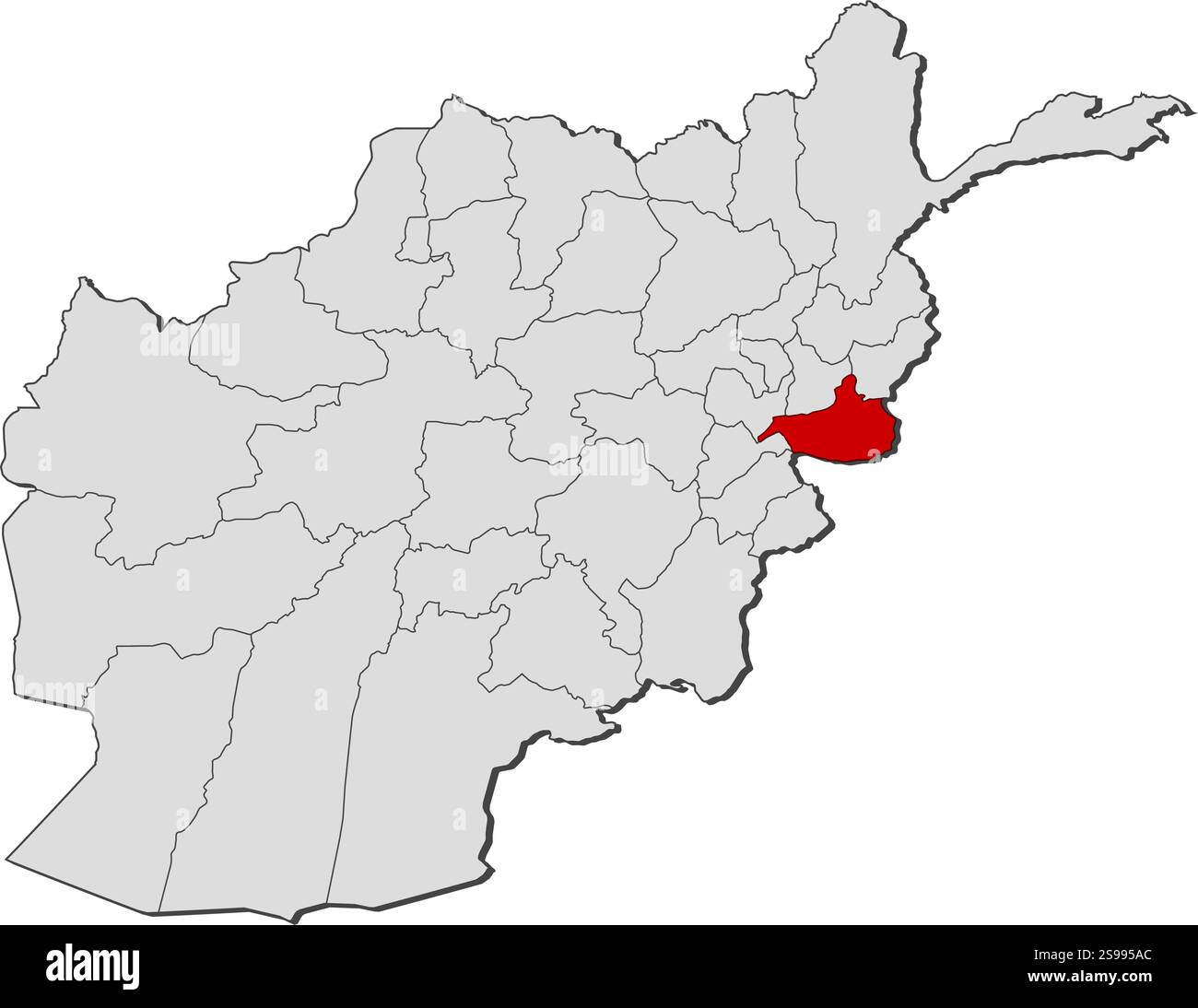 Map of Afghanistan with the provinces, Nangarhar is highlighted Stock ...