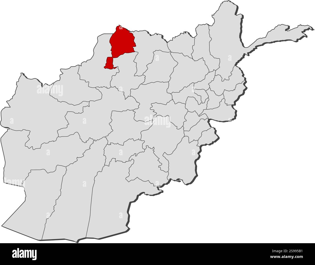 Map of Afghanistan with the provinces, Jowzjan is highlighted Stock ...