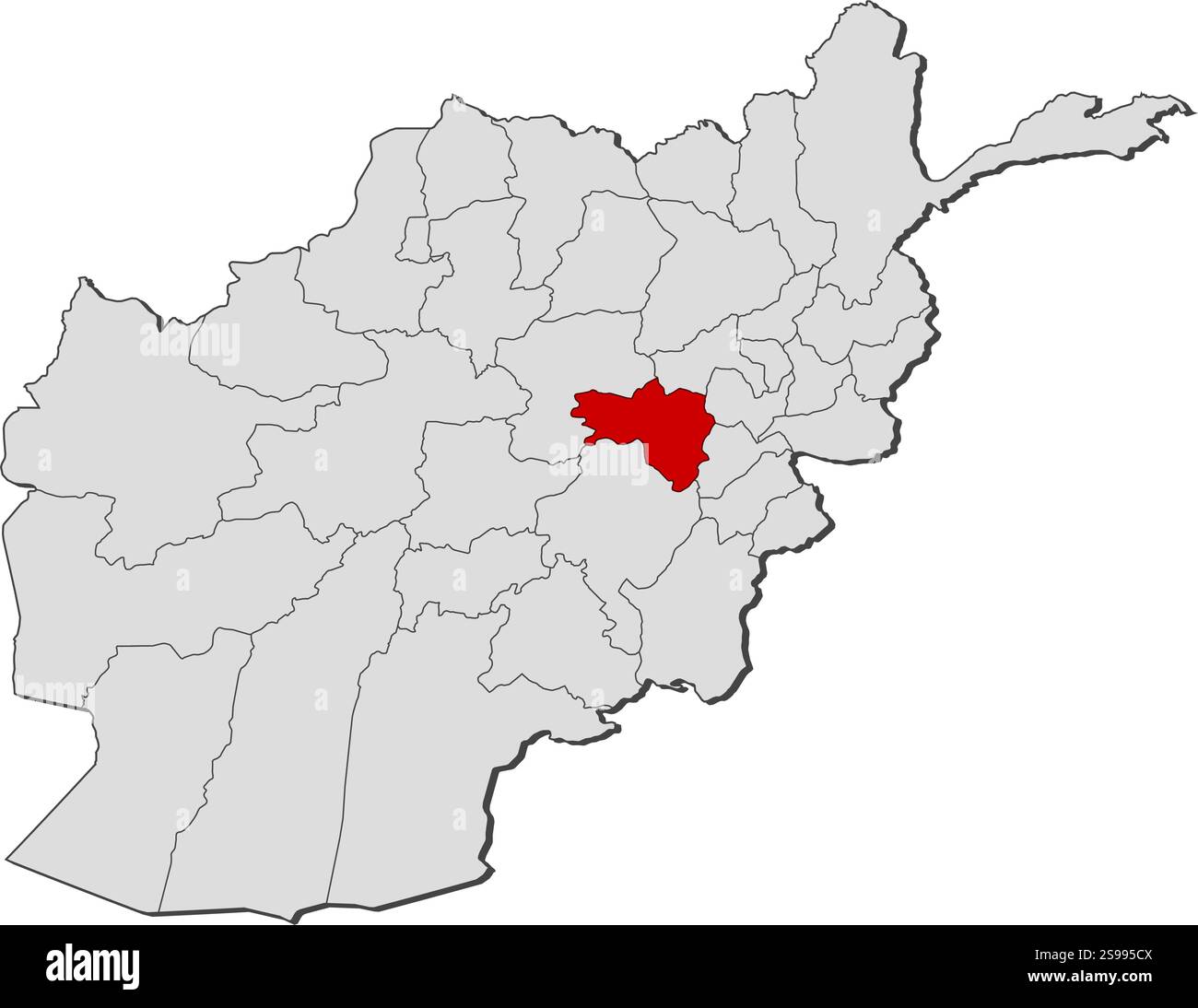 Map of Afghanistan with the provinces, Wardak is highlighted Stock ...