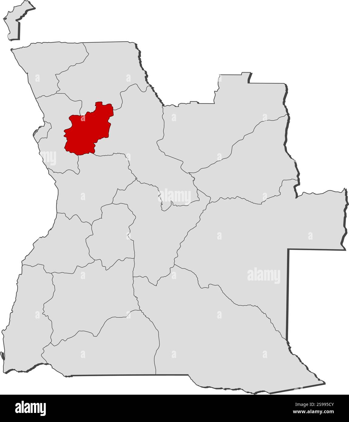 Map of Angola with the provinces, Cuanza Norte is highlighted Stock ...