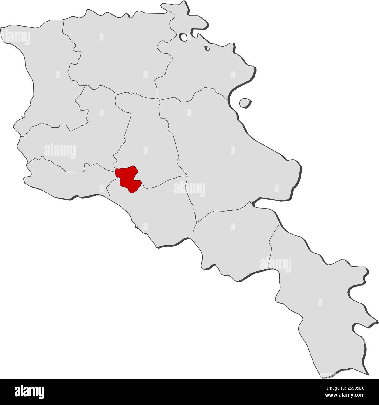 Map of Armenia with the provinces, Yerevan is highlighted Stock Vector ...