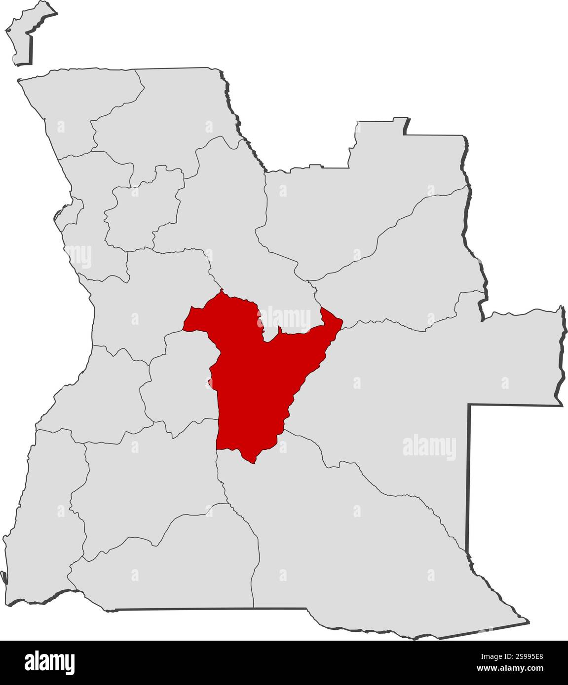 Map of Angola with the provinces, Bié is highlighted Stock Vector Image ...