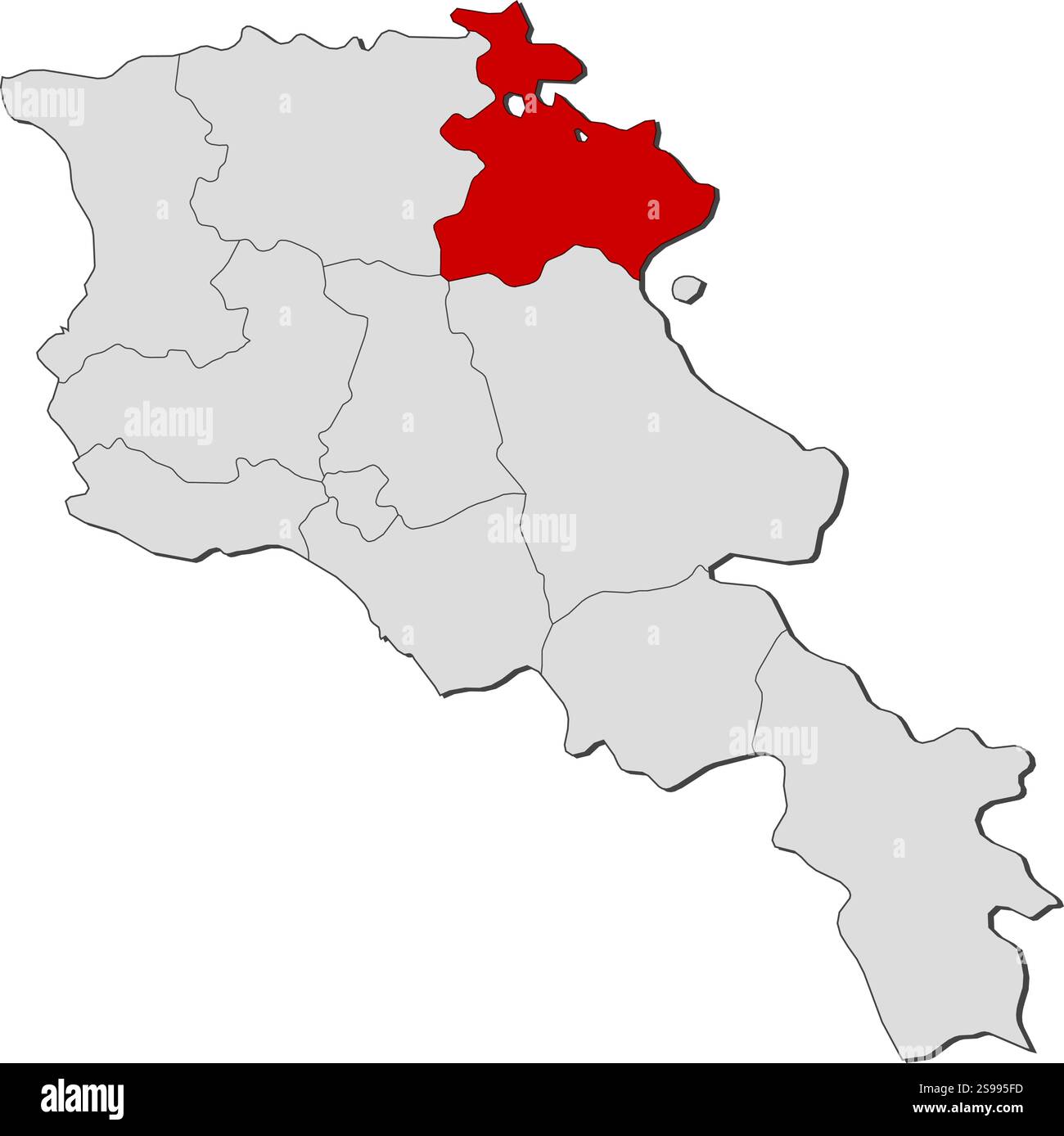 Map of Armenia with the provinces, Tavush is highlighted Stock Vector ...