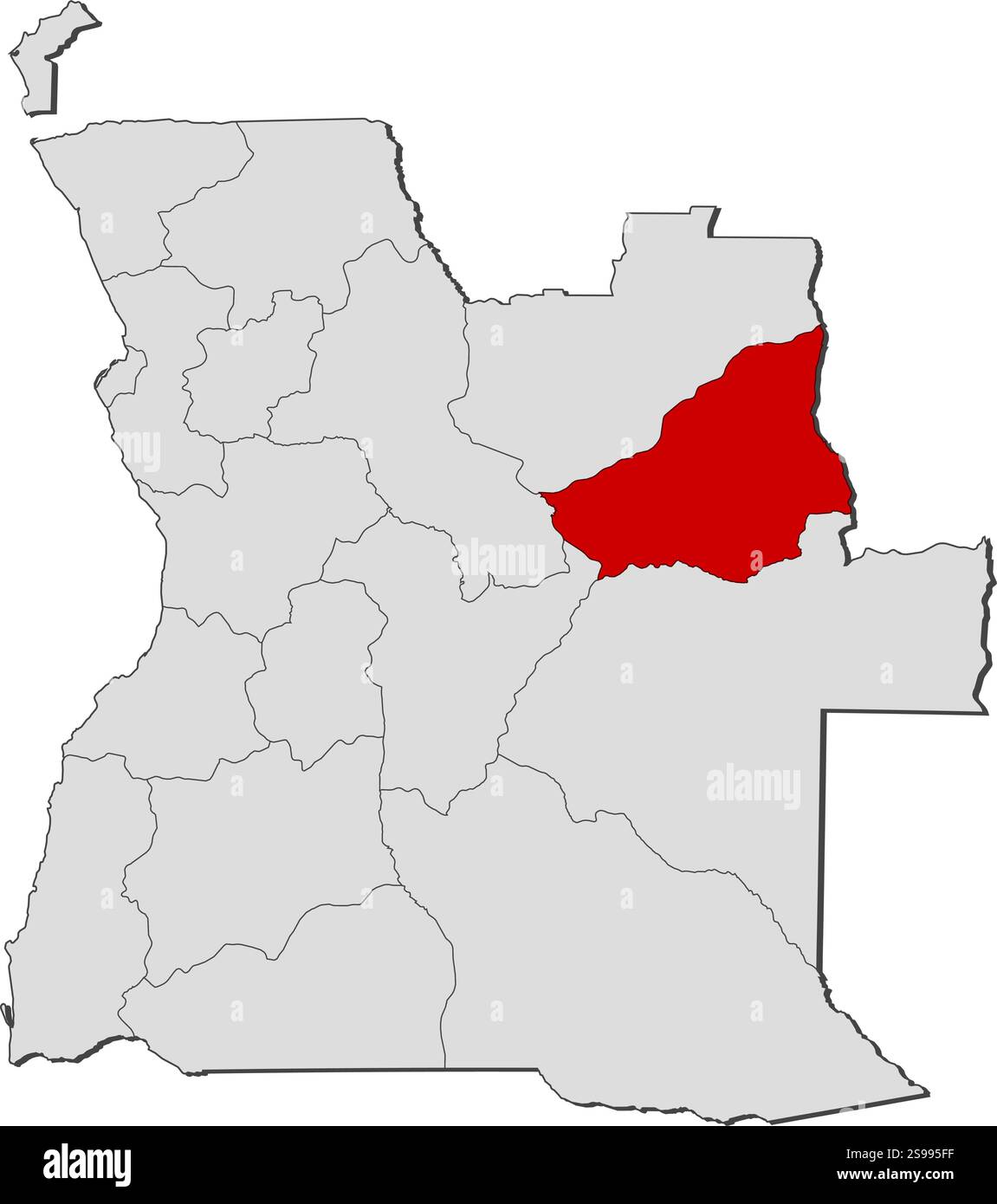 Map of Angola with the provinces, Lunda Sul is highlighted Stock Vector ...