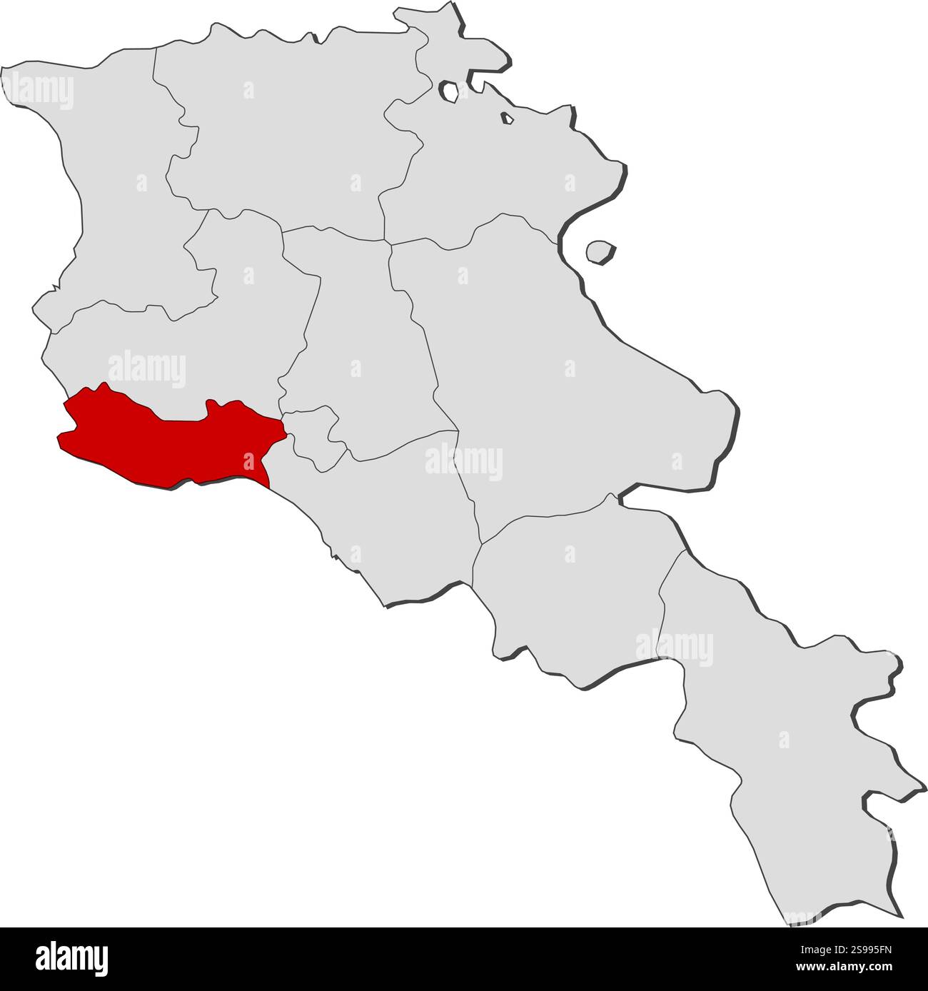 Map of Armenia with the provinces, Armavir is highlighted Stock Vector ...