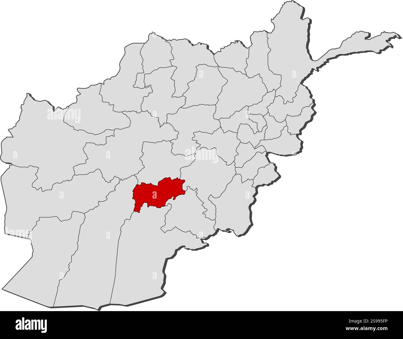 Map of Afghanistan with the provinces, Urozgan is highlighted Stock ...