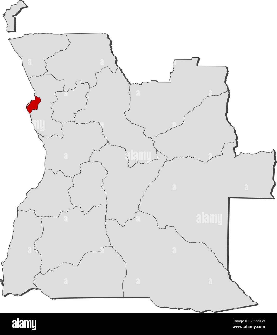 Map of Angola with the provinces, Luanda is highlighted Stock Vector ...