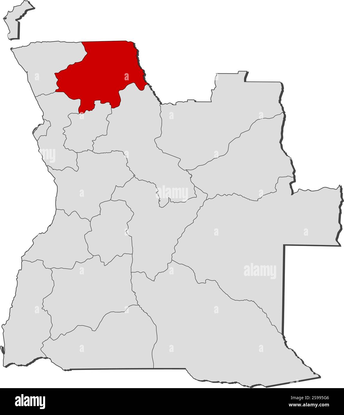 Map of Angola with the provinces, Uíge is highlighted Stock Vector ...