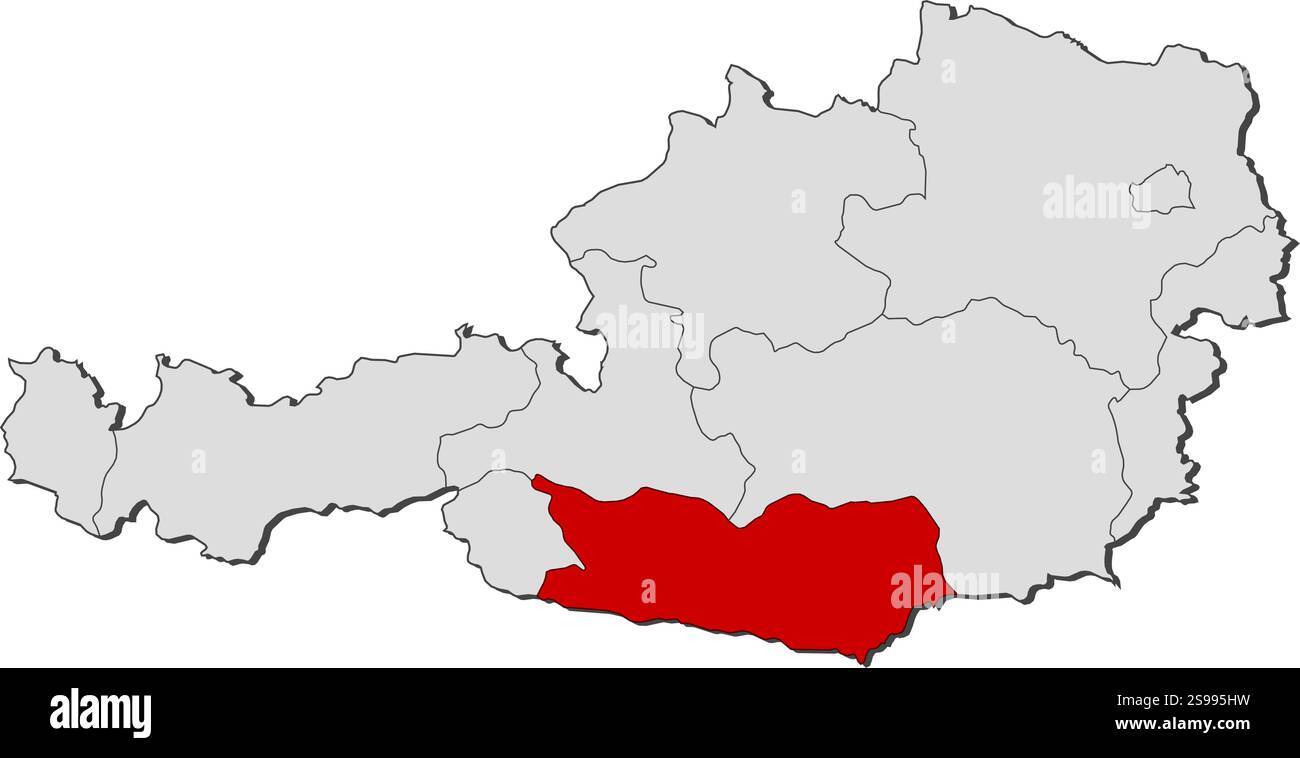 Map of Austria with the provinces, Carinthia is highlighted Stock ...
