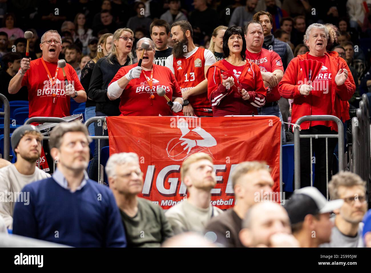 Berlin, Germany. 24th, January 2025. Basketball fans of FC Bayern ...