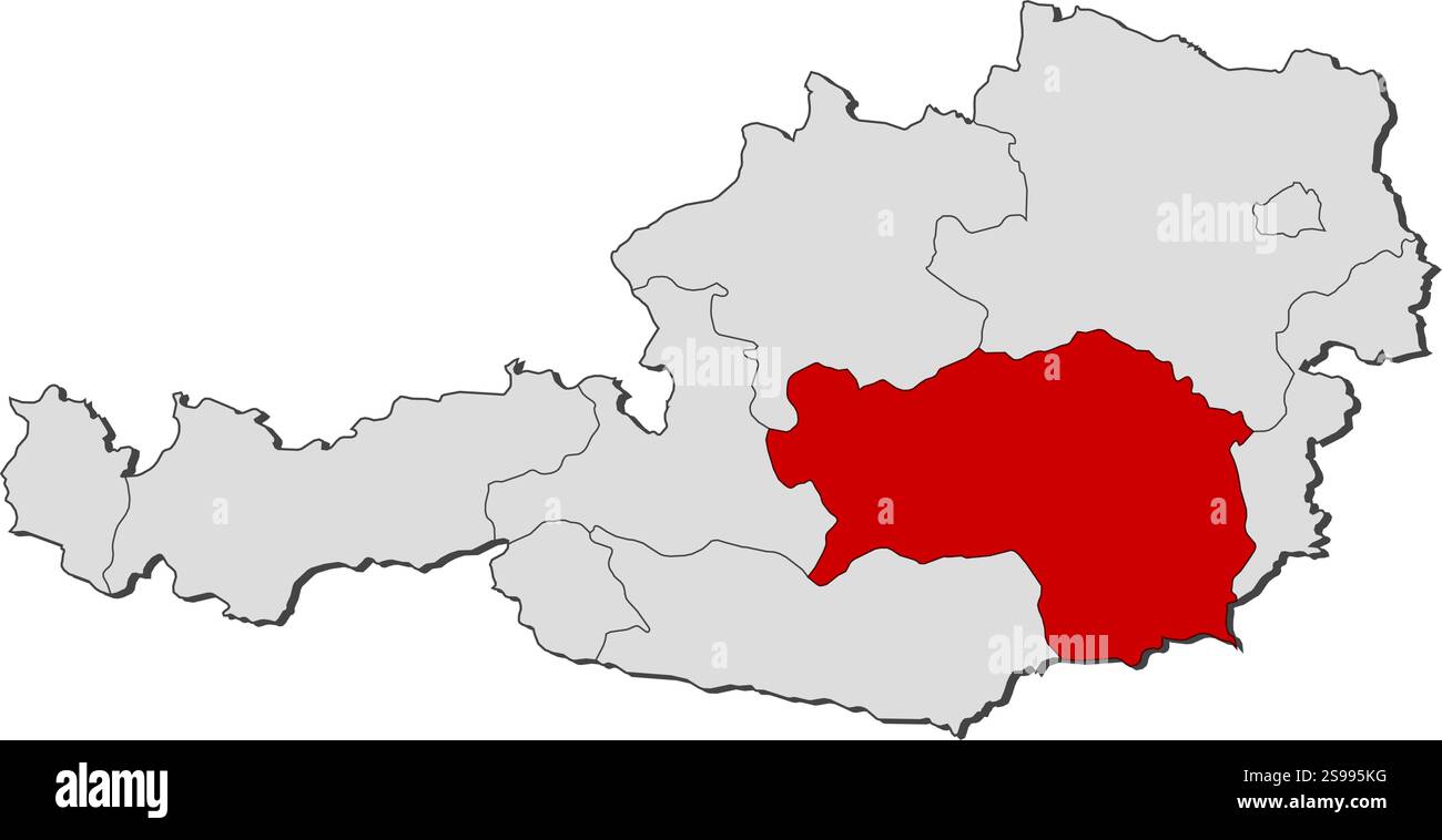 Map of Austria with the provinces, Styria is highlighted Stock Vector ...