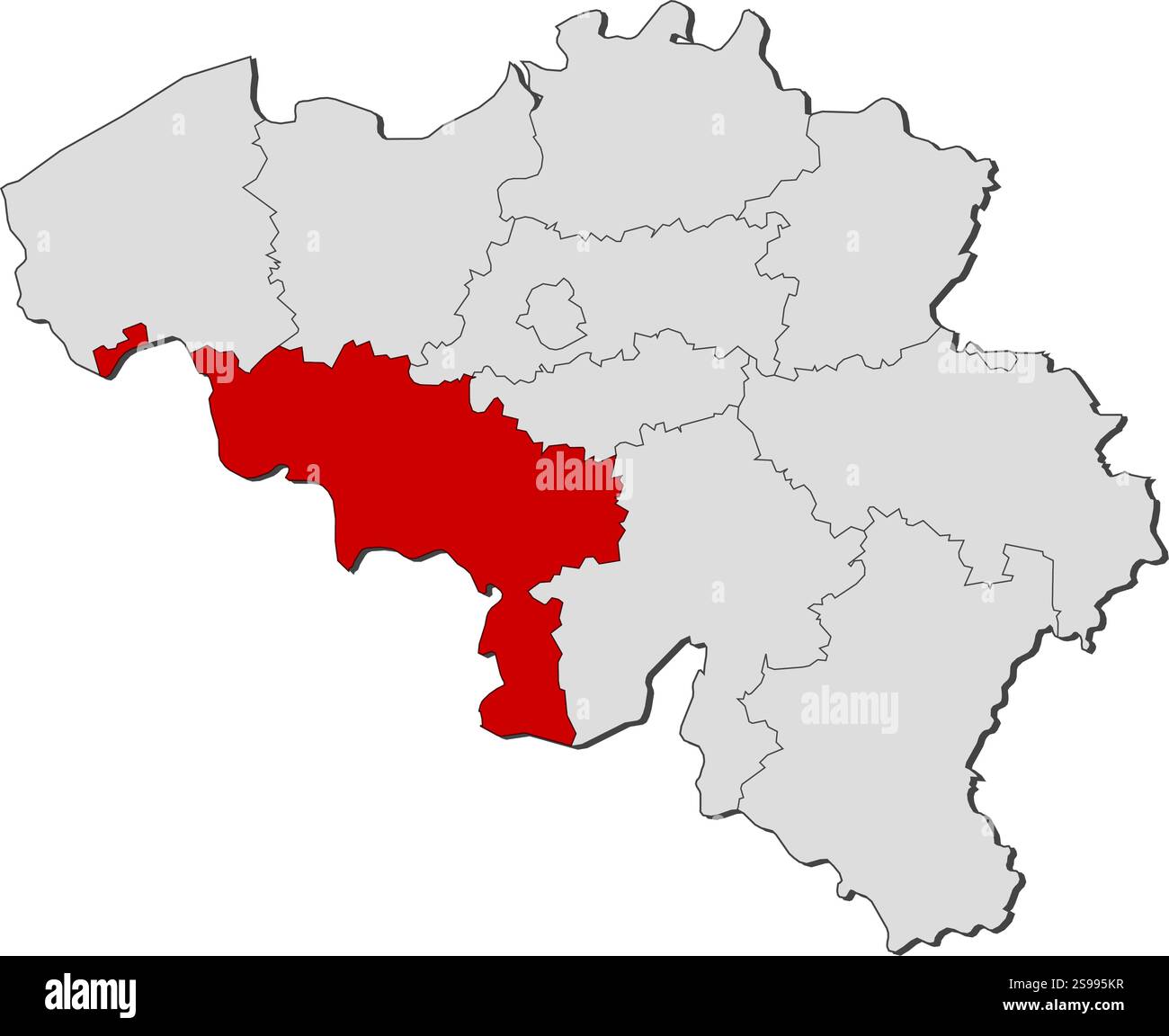 Map of Belgium with the provinces, Hainaut is highlighted Stock Vector Image & Art - Alamy