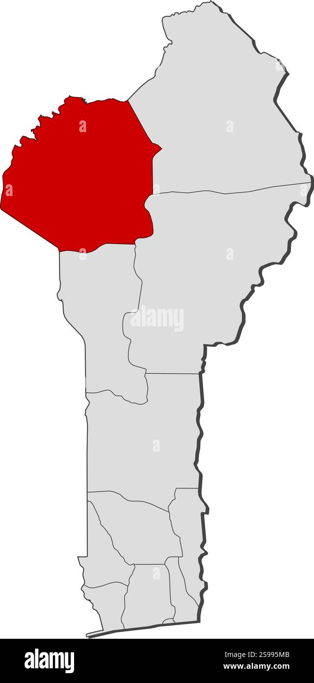 Map of Benin with the provinces, Atakora is highlighted Stock Vector ...