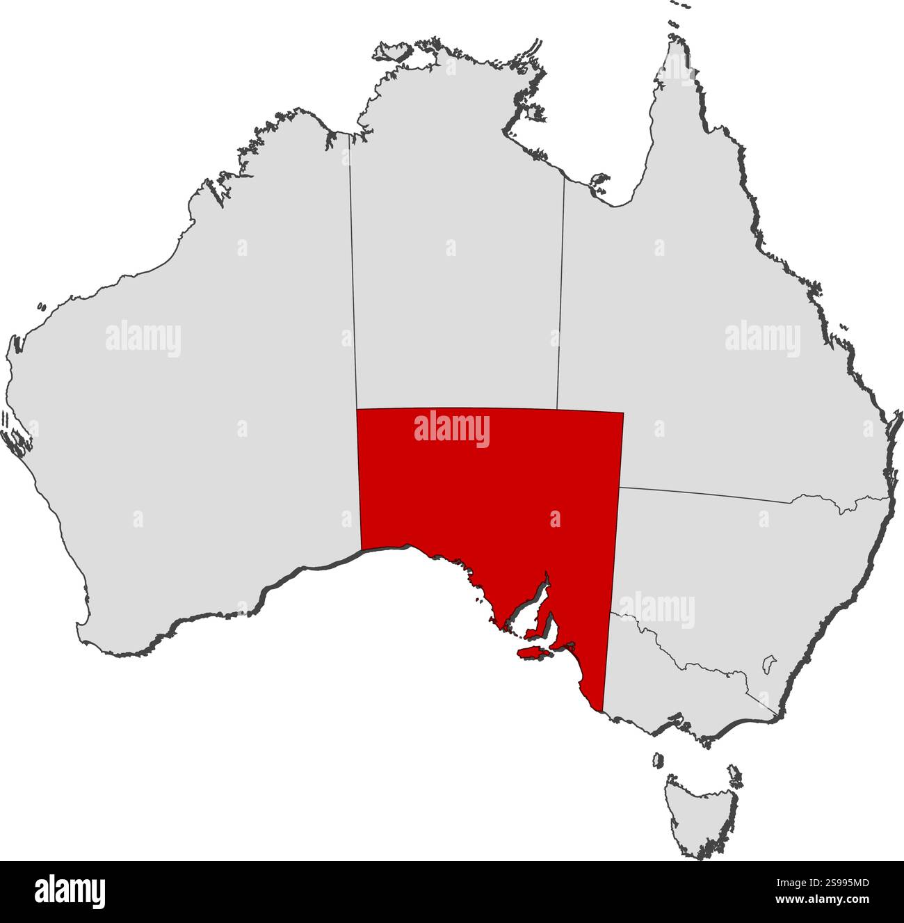 Map of Australia with the provinces, South Australia is highlighted ...