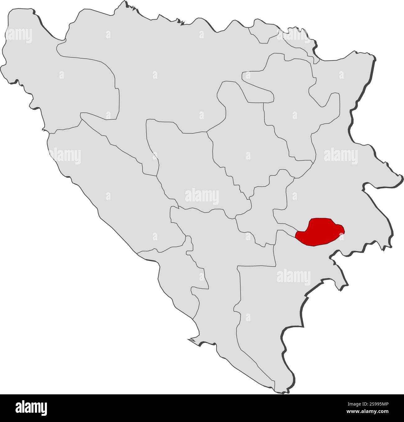 Map of Bosnia and Herzegovina with the provinces, Bosnian Podrinje is ...