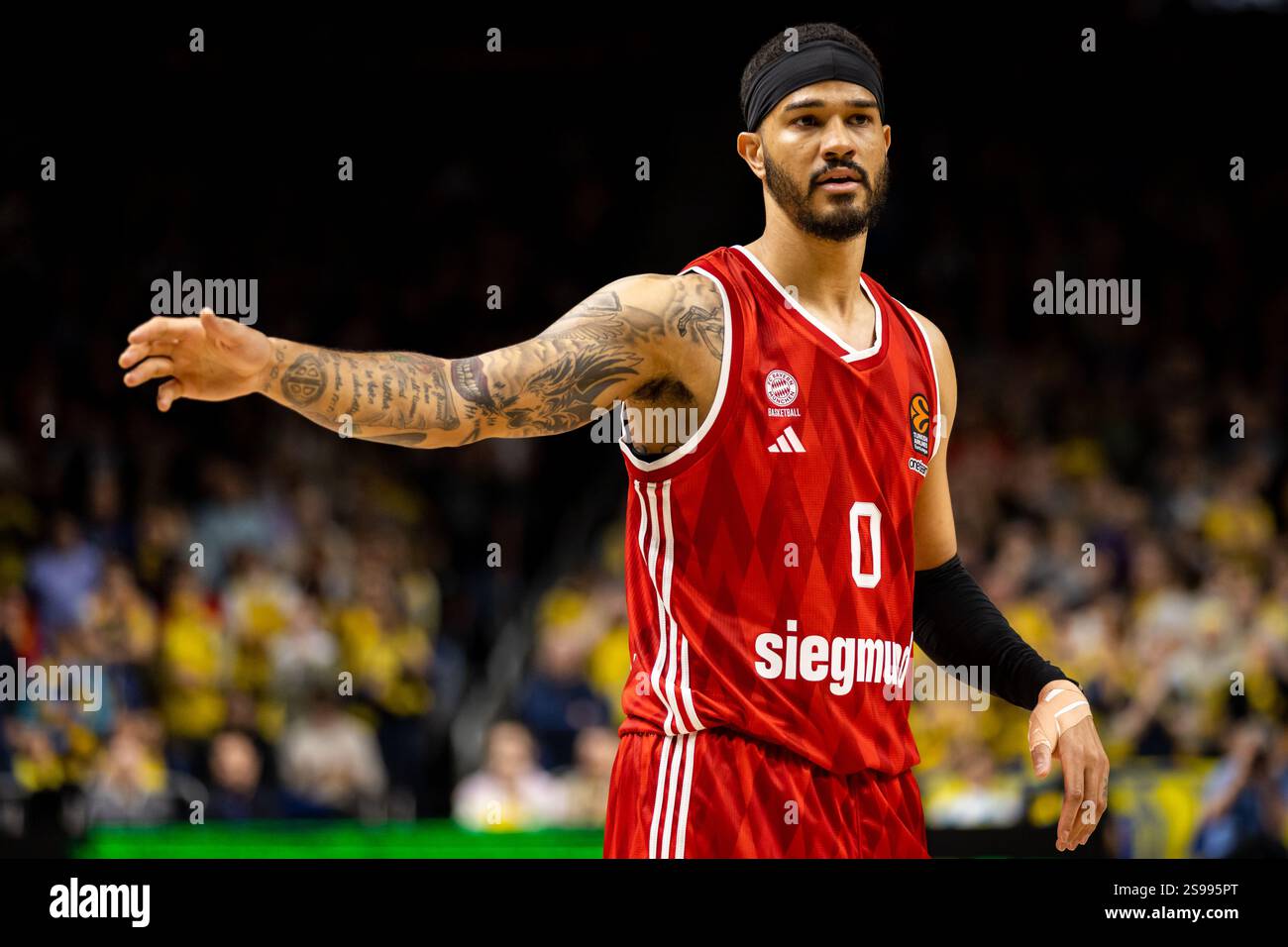 Berlin, Germany. 24th, January 2025. Nick Weiler-Babb (0) of FC Bayern ...