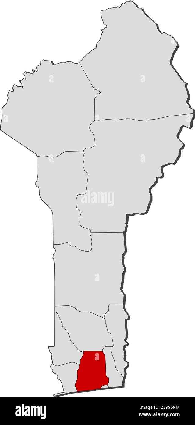 Map of Benin with the provinces, Atlantique is highlighted Stock Vector ...